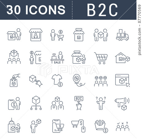 Set of vector line icons of b2c for modern... - Stock Illustration ...