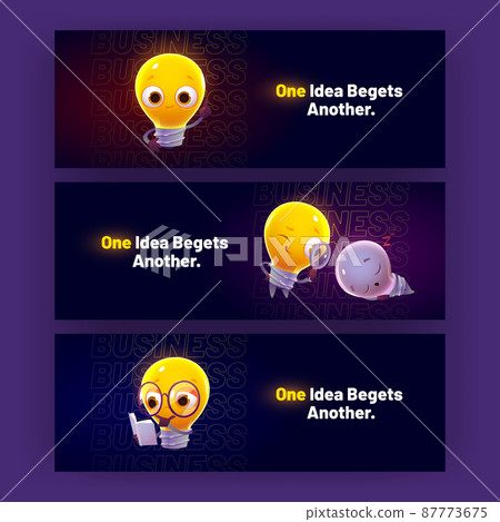 Cartoon banners with funny light bulbs characters - Stock Illustration ...