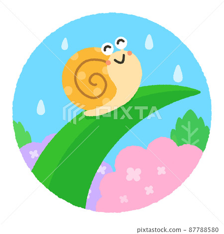 Smiley snail hydrangea rain - Stock Illustration [87788580] - PIXTA