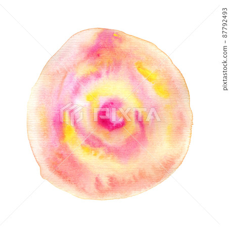 Abstract watercolor loose yellow and pink circle - Stock Illustration ...