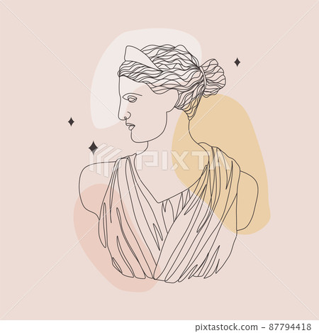 Ancient greek sculpture. Linear head of... - Stock Illustration ...
