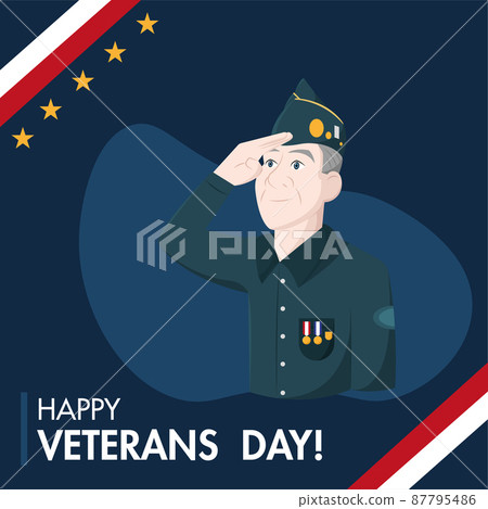Veteran soldier cartoon doing a salute Happy... - Stock Illustration ...