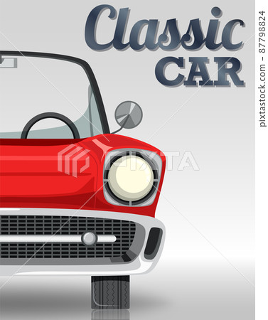Classic car typography design with classic car... - Stock Illustration ...