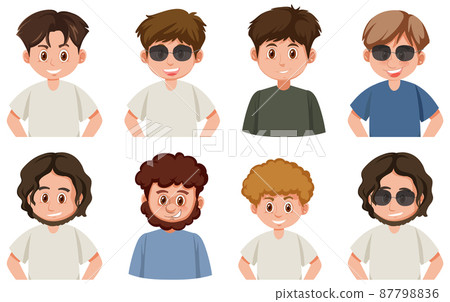 Set of different men portrait cartoon - Stock Illustration [87798836 ...