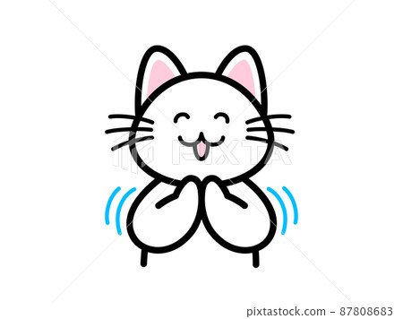 Cat clapping with a smile - Stock Illustration [87808683] - PIXTA