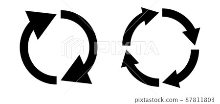 Set of rotating arrows black - Stock Illustration [87811803] - PIXTA