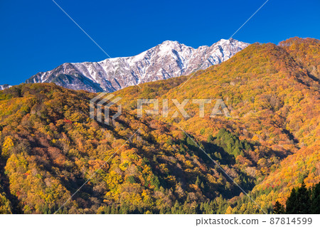 《Nagano Prefecture》 Autumn leaves on the shores... - Stock Photo ...