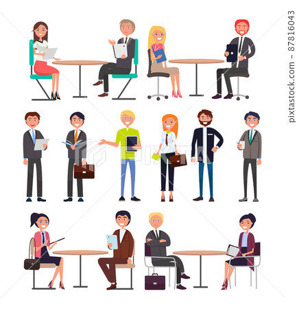 Office Workers with Briefcases Daily Routine Set-插圖素材 [87816043] - PIXTA圖庫