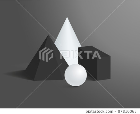 3D Geometrical Shapes of Black and White Colors - Stock Illustration ...