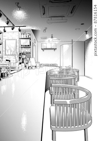 Cartoon style pen drawing illustration store_bar - Stock Illustration ...