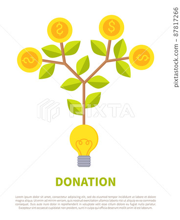 Donation Promotional Emblem with Money on Tree - Stock Illustration ...