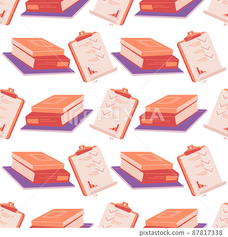Checklist and books. Seamless pattern. Flat... - Stock Illustration ...