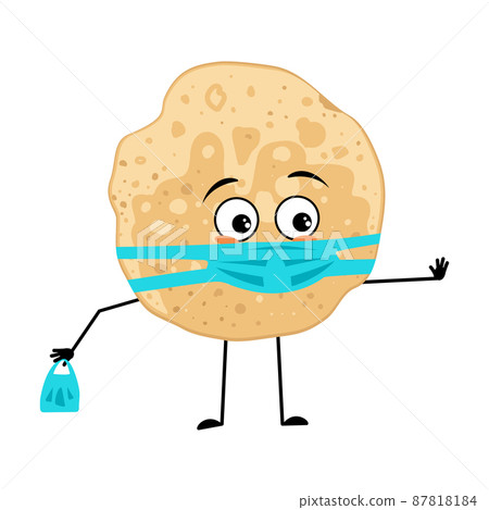 Pancake character with sad emotions, face and... - Stock Illustration ...