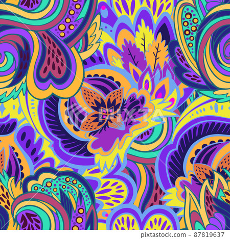 Funky colorful seamless psychedelic texture for... - Stock Illustration ...