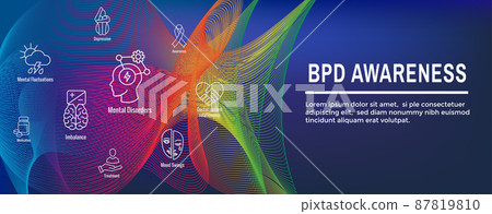 BPD - Borderline Personality Disorder icon set... - Stock Illustration ...