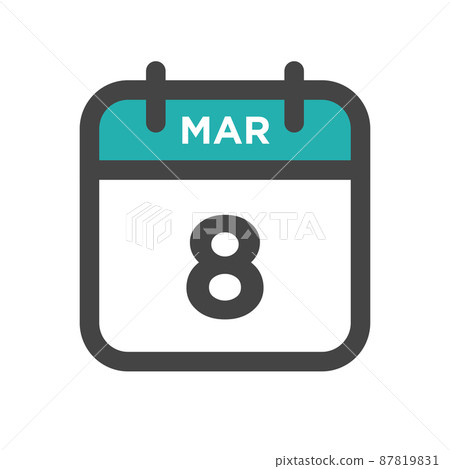 March 8 Calendar Day or Calender Date for... - Stock Illustration ...