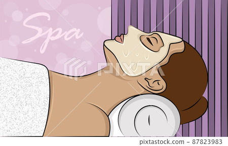 Woman relaxing with a spa facial mask Vector - Stock Illustration ...