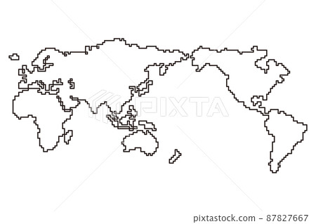 Pixel art world map - Stock Illustration [87827667] - PIXTA