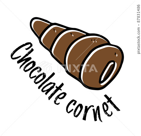 Hand-painted material_food_choco cornet - Stock Illustration [87831486 ...