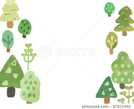 Watercolor style plant forest landscape frame - Stock Illustration ...