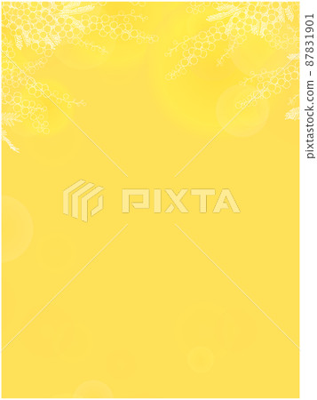 Mimosa line drawing frame ③ (white, background... - Stock Illustration ...