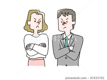 Men and women glaring at each other Comical... - Stock Illustration ...