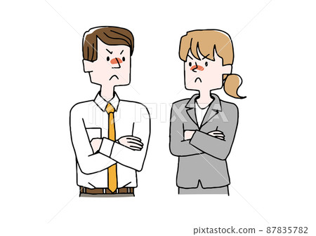 Men and women glaring at each other Comical... - Stock Illustration ...