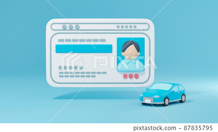 Driver's license and car image composed of 3D... - Stock Illustration ...