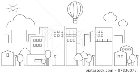 Simple cityscape illustration - Stock Illustration [87836075] - PIXTA
