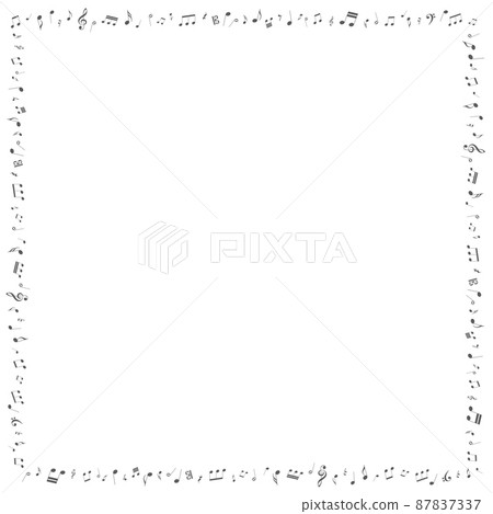 Monotone decorative frame with many musical... - Stock Illustration ...