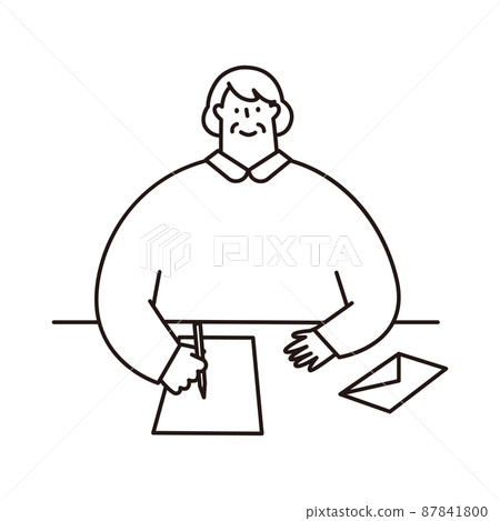 Woman writing a letter_line art - Stock Illustration [87841800] - PIXTA