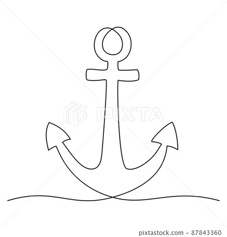 Continuous one line drawing of anchor. Vector... - Stock Illustration ...