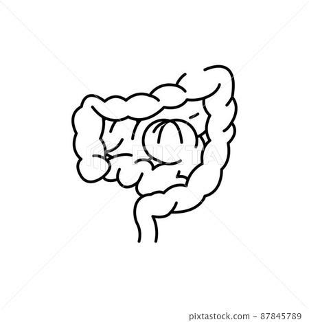 Intestinal obstruction color line icon. Human... - Stock Illustration ...