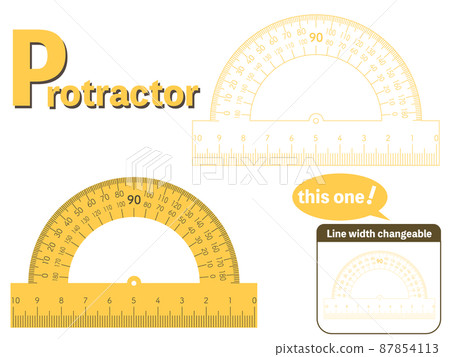 Line drawing of protractor and solid paint set,... - Stock Illustration ...