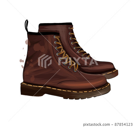 Brown men boots with nubuck leather from... - Stock Illustration ...