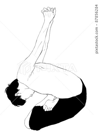 Illustration monochrome of Mudrasana (yoga... - Stock Illustration ...