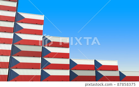 Flag of the Czech Republic on containers... - Stock Illustration ...