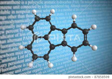 Molecular model of fluoranthene, 3D rendering - Stock Illustration ...