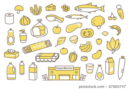 Supermarkets, ingredients, daily necessities - Stock Illustration ...