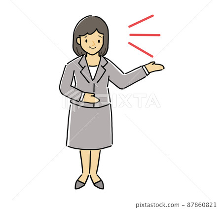 A woman in a suit to explain and guide - Stock Illustration [87860821 ...