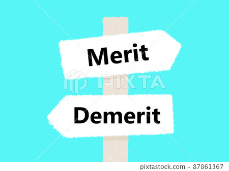 Hand-drawn illustrations of Merit and Demerit... - Stock Illustration ...