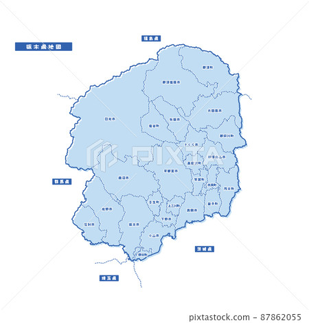 Tochigi Prefecture Map Simple Light Blue... - Stock Illustration ...