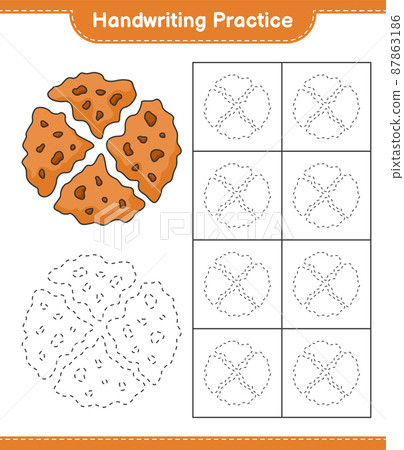 Handwriting practice. Tracing lines of Cookie....-插圖素材 [87863186] - PIXTA圖庫
