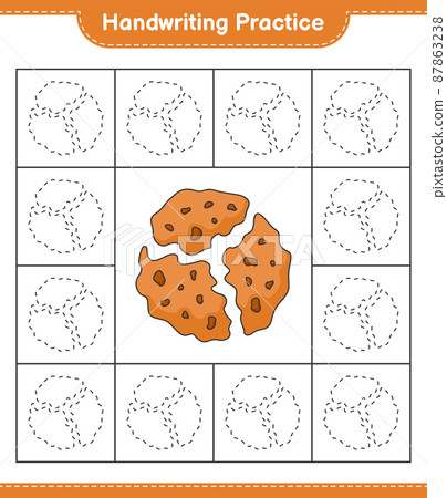 Handwriting practice. Tracing lines of Cookie.... - Stock Illustration ...