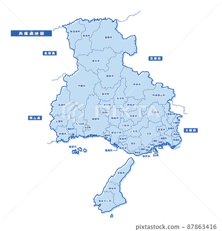 Hyogo Prefecture Map Simple Light Blue... - Stock Illustration ...
