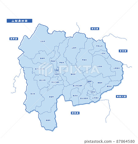 Yamanashi Prefecture Map Simple Light Blue... - Stock Illustration ...