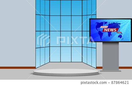white stand and breaking news live on lcd... - Stock Illustration ...