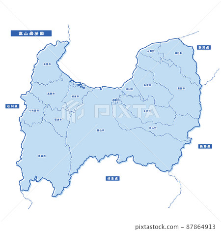 Toyama Prefecture Map Simple Light Blue... - Stock Illustration ...
