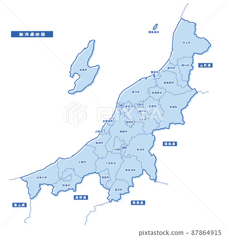 Niigata Prefecture Map Simple Light Blue... - Stock Illustration ...