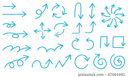 Simple line arrow set, blue - Stock Illustration [87864992] - PIXTA